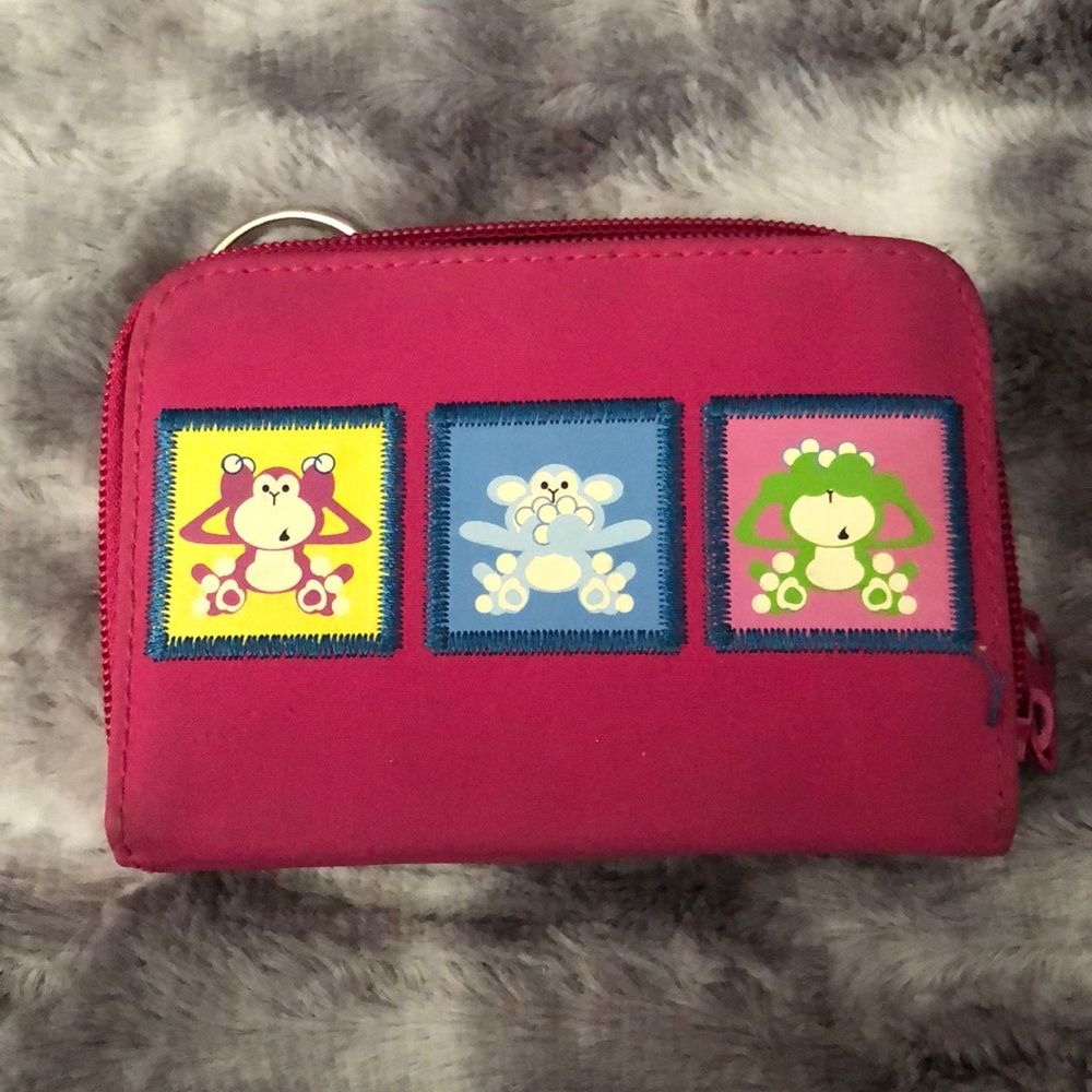 Retro Y2k Pink Wallet 2000s Monkey Design - Gem